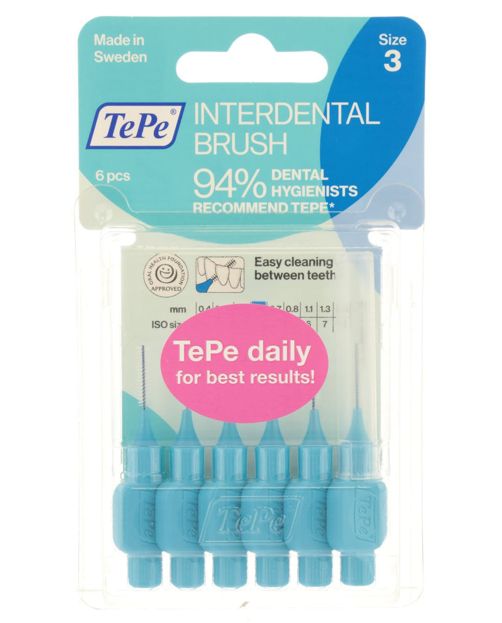 TEPE Interdental Brushes Blue 0.6mm 6 units – John Bell & Croyden