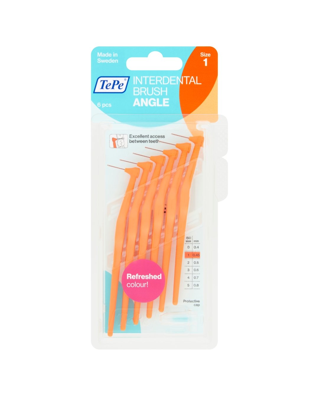 TEPE Interdental Brush Angle Orange 0.45mm 6 units - John Bell & Croyden