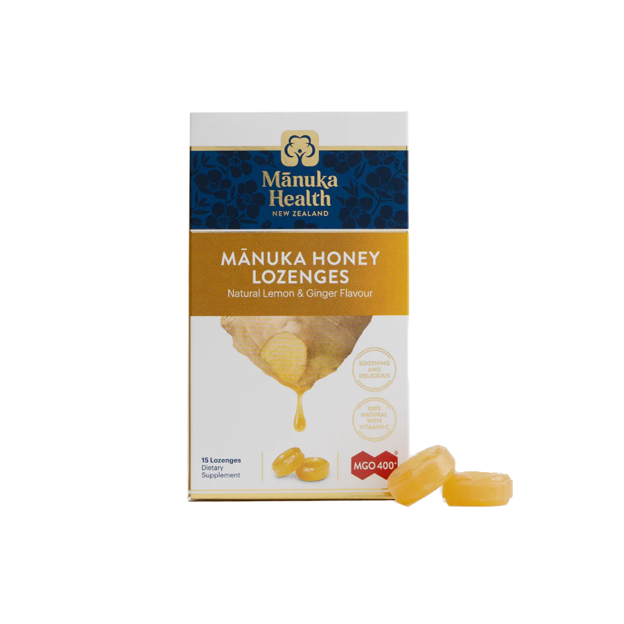 Manuka Health Manuka Honey With Ginger & Lemon Lozenges 65g - John Bell ...