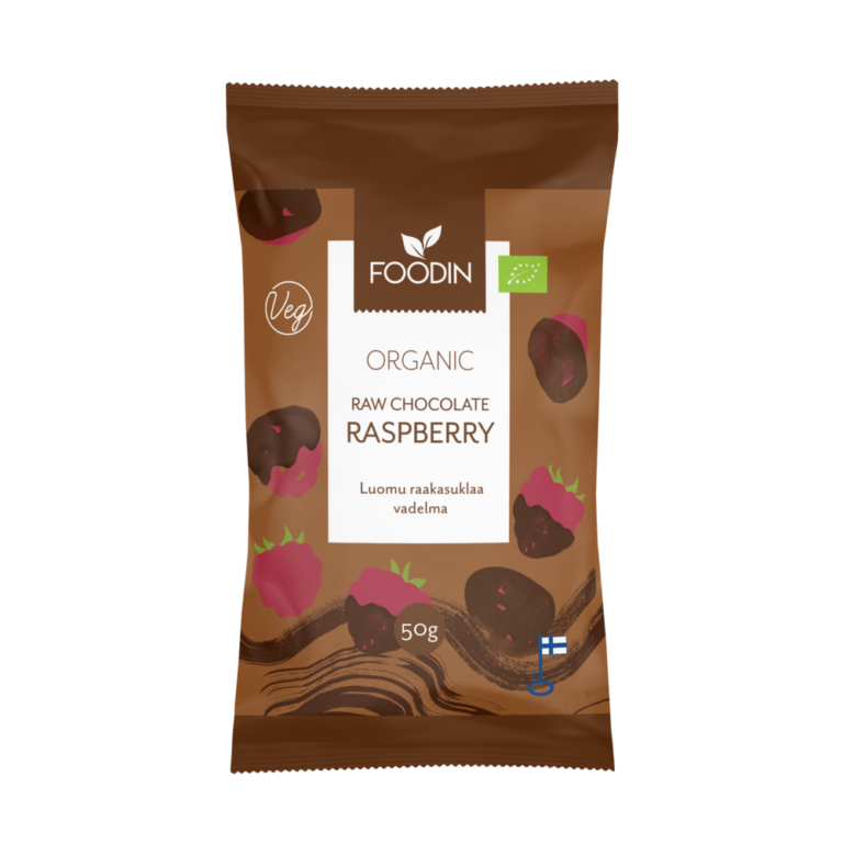 Foodin Organic Raw Chocolate Coated Raspberry 50g - John Bell & Croyden ...
