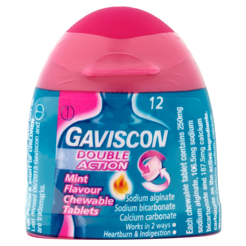 GAVISCON Double Action Mint Flavour Chewable Tablets 12 tablets - John ...