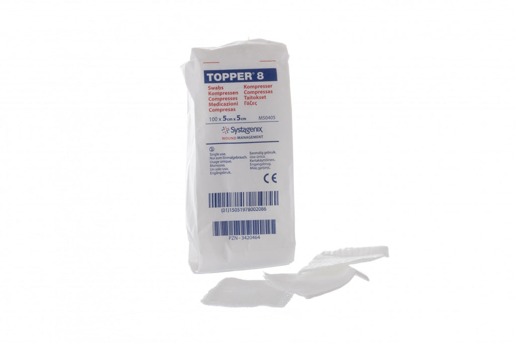 JOHNSON & JOHNSON Topper 8 Gauze Swabs- Non-Sterile 7.5cm x 7.5cm 100 ...